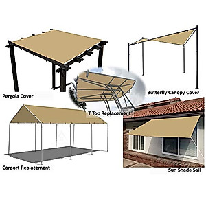 Water Resistant Fabric - Waterproof Fabric for Outdoor Furniture, Cushions - Waterproof Outdoor Fabric for Pergola, Panels -Waterproof Awning Fabric- Waterproof Canopy Fabric (6' x 8', Sand)