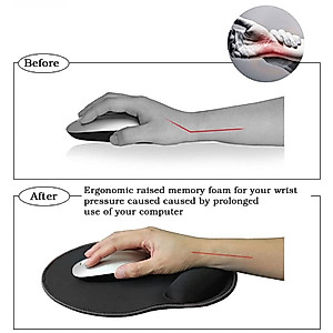 TREXD Mouse Pad with Writ Rest Soft Memory Foam Mouse Pad Anti-Skid Ergonomic Mat Gel Wrist Support Gaming Mouse Pad