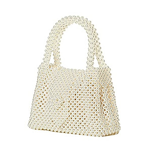 Grandxii Handmade Womens Pearl Tote Bags Handbag Elegant Purses Evening Clutch Wedding Party Travel Bag
