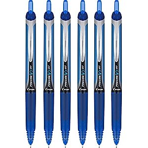 Pilot Precise V7 RT Retractable Rolling Ball Pens, Fine Point, Blue Ink, 6 Pack
