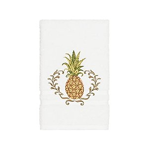 Overstock Authentic Hotel and Spa Turkish Cotton Pineapple Embroidered White Hand Towel