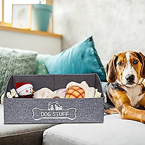 Vumdua Large Dog Toy Box - Trapezoid Dog Toy Bin with Handles, Collapsible Pet Supplies Storage Basket, Perfect for Organizing Dog Cat Toys and Accessories