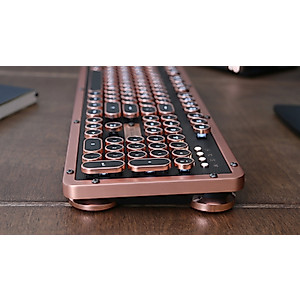 Azio Retro Classic Bluetooth 5.0 (Artisan) - Wireless/USB Wired Vintage Backlit Leather Mechanical Keyboard for PC/Mac (MK-RETRO-L-03B-US)