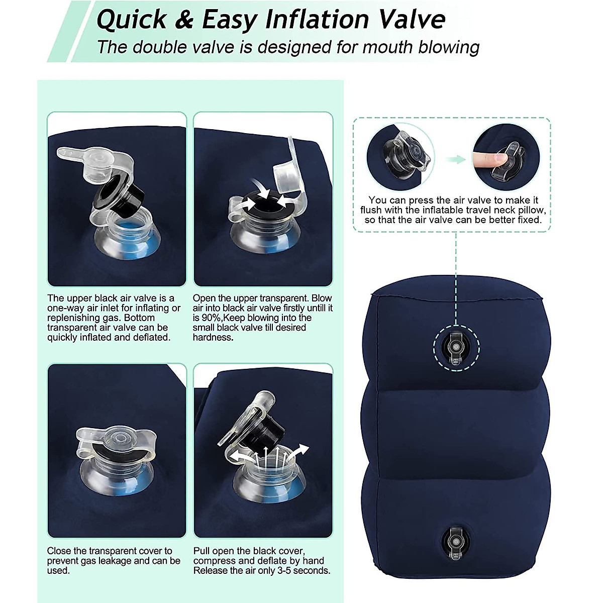 Inflatable Foot Rest for Air Travel, Airplane Footrest Adjustable Height Travel Foot Pillow Flyaway Kids Bed ,Portable Foot Rest Pillow for Kids & Adults on Plane,Car,Train,Office (Dark Blue)