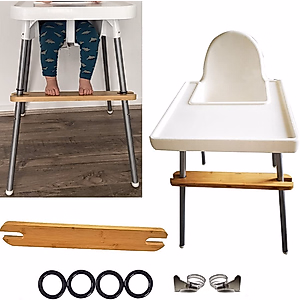TLBB High Chair Footrest, Adjustable Height Natural Bamboo Baby Highchairs Pedal, Suitable for IKEA Antilop High Chair Footstool