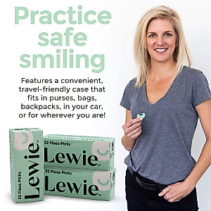 Lewie Floss Coin - Dental Floss Picks (32 Count) - High Toughness & Thin Thread Floss Picks for Removing Plaque - Compact, Travel-Friendly Tooth Flossers with Portable Package - 2pk, 64 pics