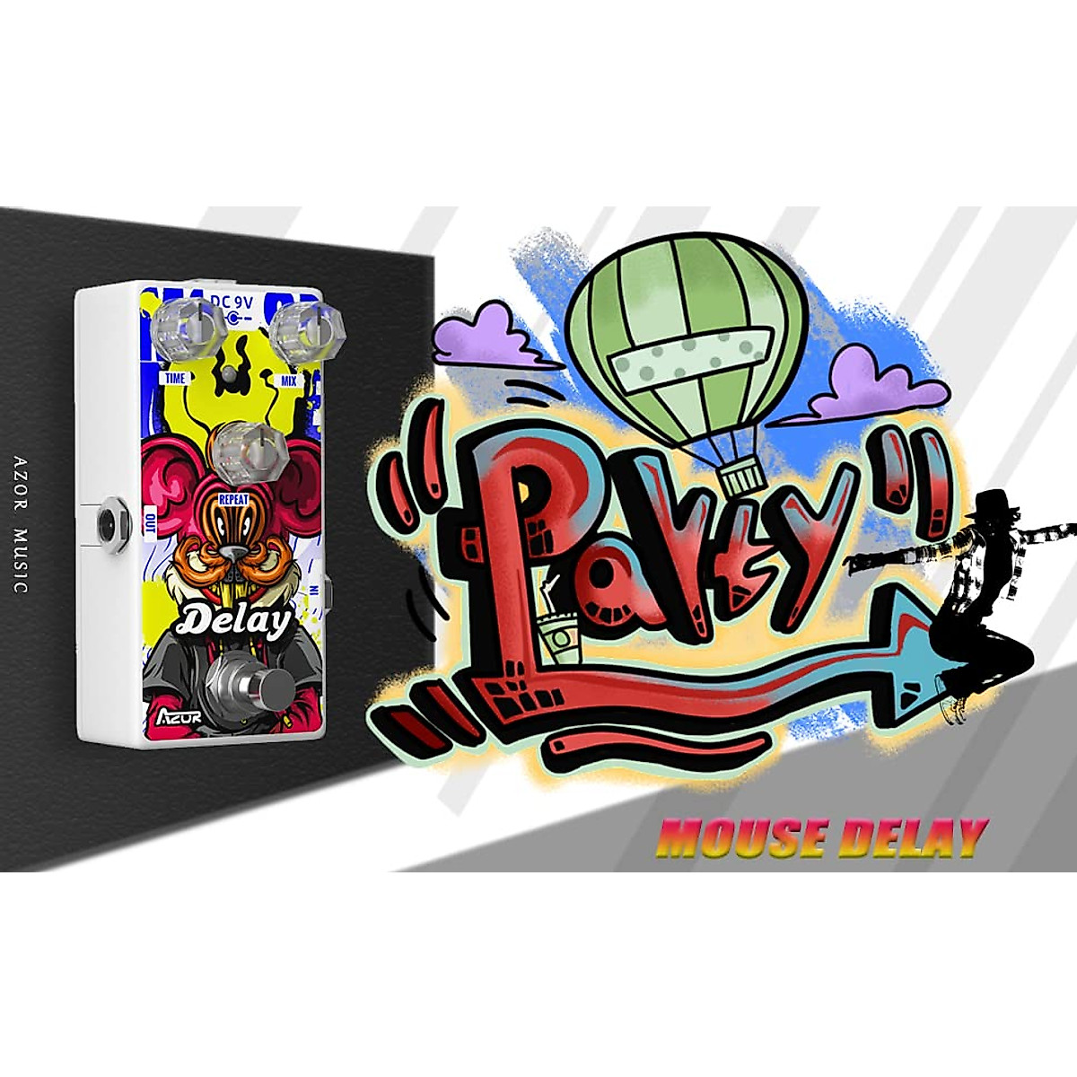 AZOR Digital Delay Guitar Effect Pedal Mouse Vintage Unique Tones Delay Pedal for Electric Guitar AP508