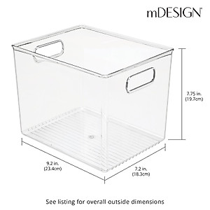 mDesign Large Plastic Bathroom Storage Organizer Bin with Handles - Organization for Bathroom Vanity, Cabinet, Closet Shelf, or Under the Bathroom Sink Organizer - Ligne Collection - 8 Pack - Clear