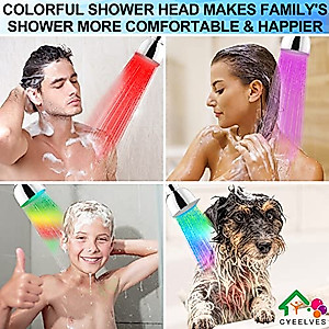 LED Shower Head, Shower Head with Lights, 7 Color Light Automatically Changing Led Rainfall Showerhead, LED Fixed Showerheads for Bathroom, High Pressure Quiet Adjustable Rain Showerhead for Kid Adult