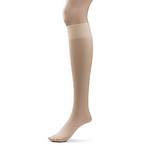 Silky Toes Sheer Knee High Stockings for Women, 6 Pairs Nylon Trouser Socks, Nude, One Size