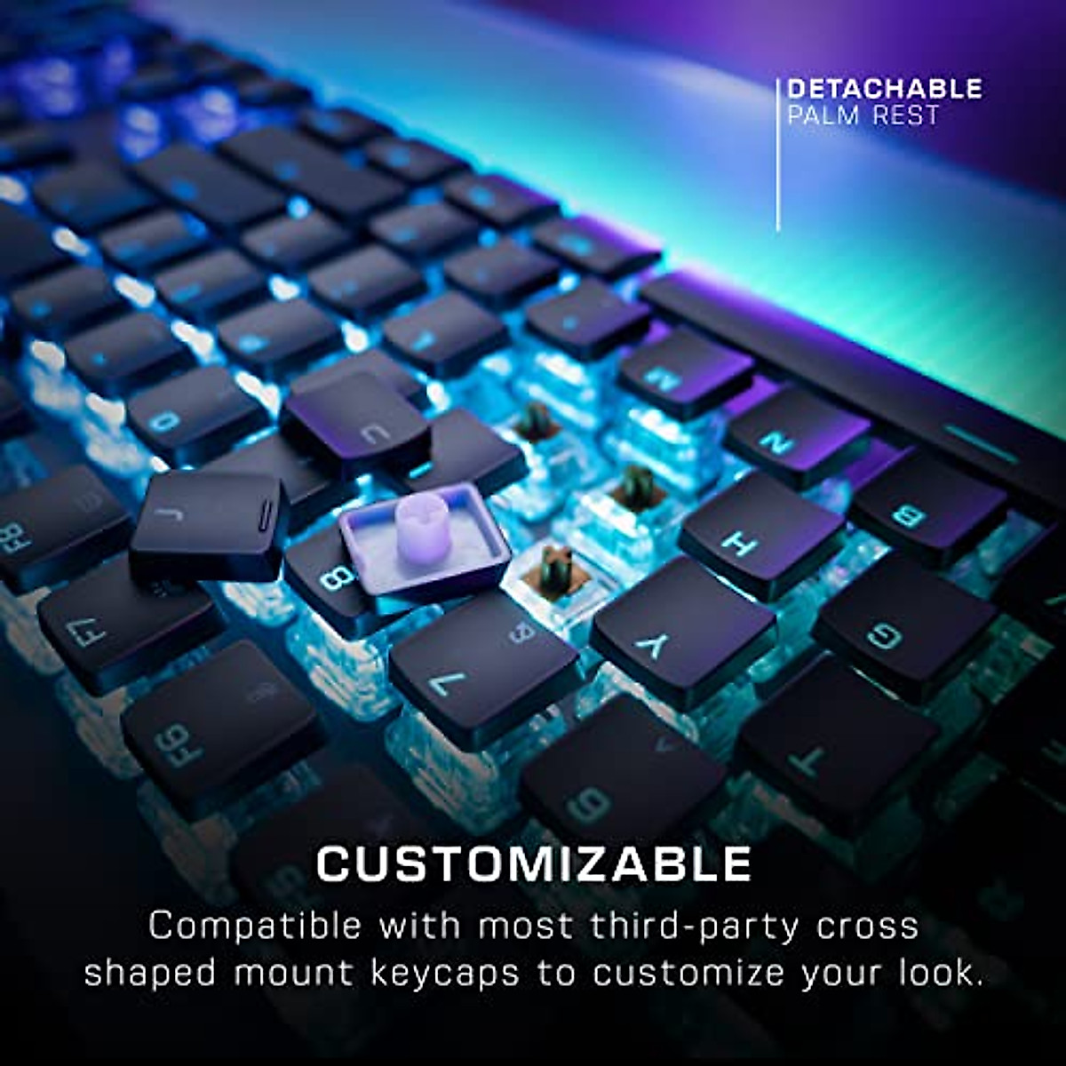 ROCCAT Vulcan II Max – Optical-Mechanical PC Gaming Keyboard with Customizable RGB Illuminated Keys and Palm Rest, Titan II Tactile Linear Switches, Aluminum Plate, 100M Keystroke Durability – Black