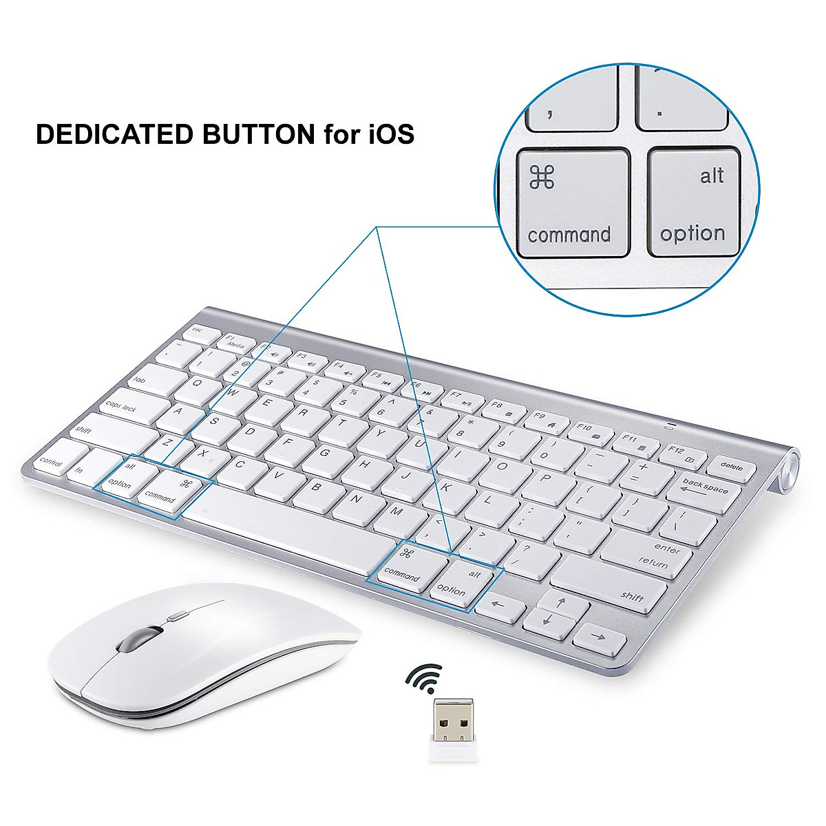 Wireless Keyboard and Mouse Compatible with Imac Macbook Windows Computer and Android Tablets