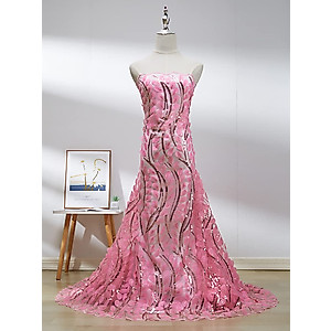 KAJURUI African Lace Fabric French Mesh Lace Fabric with Sequins 5 Yards Nigerian Lace for Party Dresses Sewing