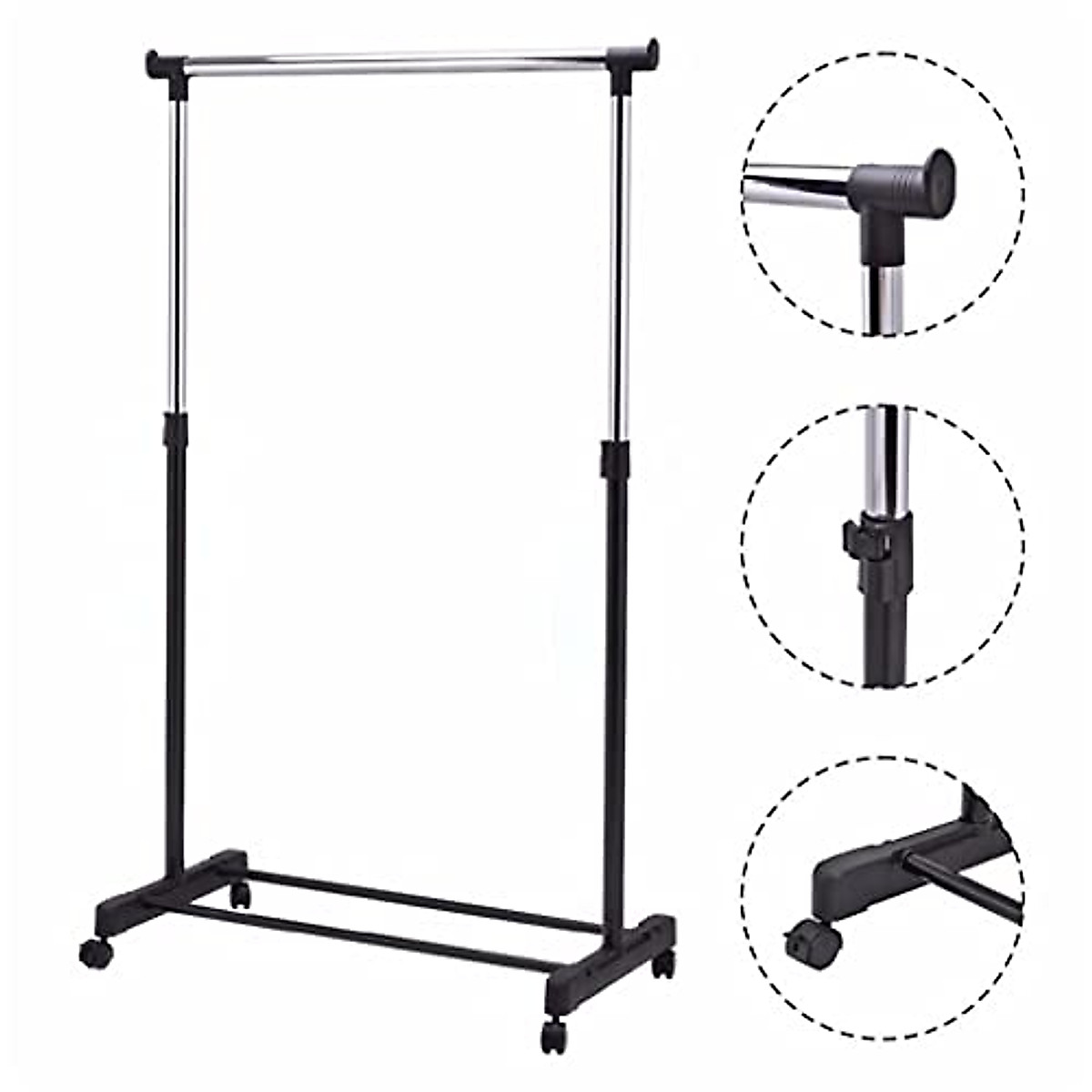 EYHLKM Adjustable Rolling Clothes Hanger Coat Rack Floor Hanger Storage Wardrobe Clothing Drying Racks with Shoe Rack