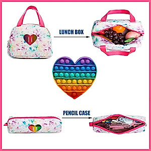 ZBAOGTW School Backpacks for Girls,Girls Backpacks with Lunch Box and Pencil Bag,Pink Kids Backpack for School,Travel,Picnic