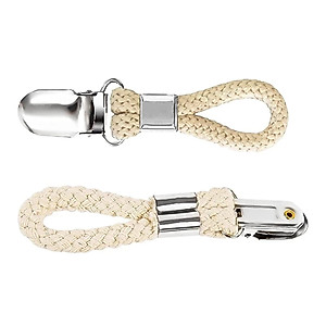 4Pcs Braided Cotton Loop Metal Towel Clips Portable Traveling Clothespins Clip for Indoor Outdoor Clothesline Drying Towel Clips for Hanging On Wall