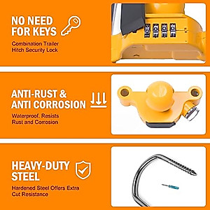 ouyanglong Heavy-Duty Steel U-Shape Combination Trailer Hitch Lock Adjustable Tow Ball Coupler Lock Storage Security Fits 1-7/8”,2”,2-5/16” Universal Coupler for RVs and Various Travel Trailers Yellow