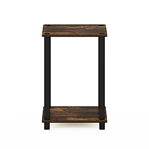 Furinno Simplistic End Table, 2-Pack, Amber Pine/Black