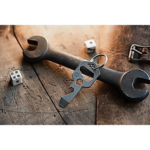 CLOSS 8 in 1 Titanium Multitool Keychain- Bottle Opener, Screwdriver and Wrench (Silver)