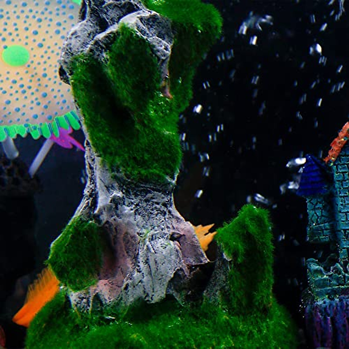 NW Wholesaler 6.75 Inch Fish Tank Mossy Rock Fish Tank Decoration - Fish Hideaway for Saltwater and Freshwater Aquarium Decor