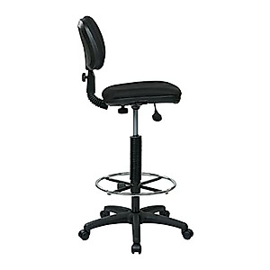 Office Star DC Series Adjustable Drafting Chair with Foot Ring and Sculptured Foam Seat, Icon Black Fabric
