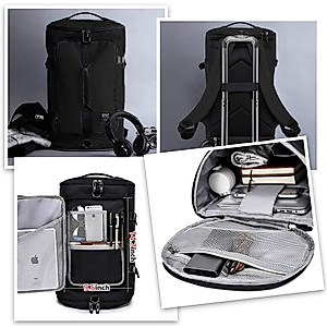 KAKA Travel Duffel Backpack, Outdoor Travel Bag with Shoe Compartment, Laptop Bookbag Weekender Overnight Convertible Bag Water-Resistant College Bookbag Hiking Camping Rucksack for Men and Women (black)