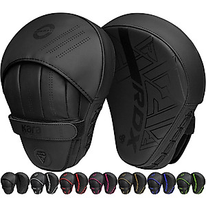 RDX Boxing Pads Curved Focus Mitts, Maya Hide Leather Kara Hook and jab Training Pads, Adjustable Strap Ventilated, MMA Muay Thai Kickboxing Coaching Martial Arts Punching Hand Target Strike Shield