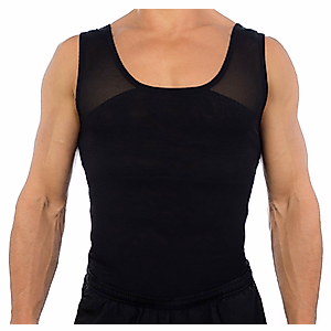 Esteem Apparel Original Men's Chest Compression Shirt to Hide Gynecomastia Slimming Shapewear (Black, Medium)