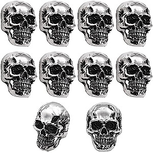 Skull Vintage Fridge Magnets Refrigerator Magnets, Cool, Strong, Cute, Funny Goth Fridge Magnets for Home Kitchen Decor, Office Whiteboards, Lockers, Maps, Calendars, Files, Photos (Silver 10 Pcs)