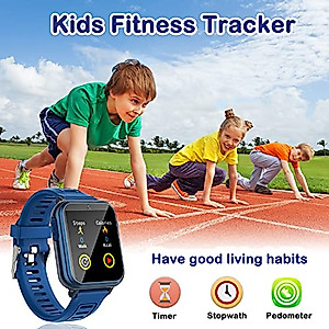 Kids Game Smart Watch for Kids with 24 Puzzle Games HD Touch Screen Camera Music Player Pedometer Alarm Clock Calculator Flashlight 12/24hr Kids Watches Gift for 4-12 Year Old Boys Toys for Kids