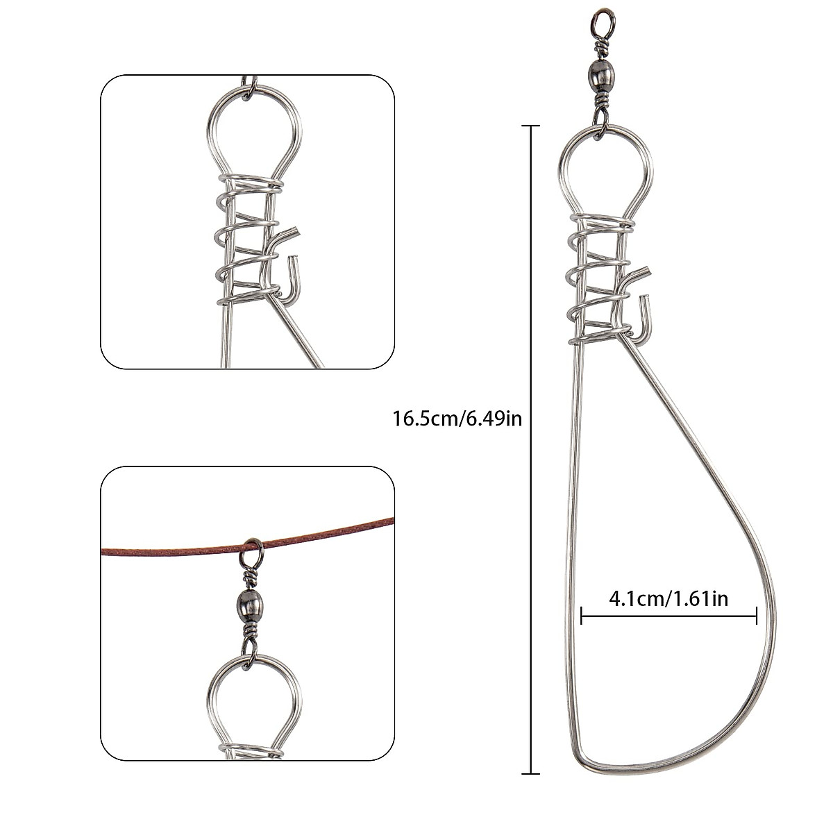 Goture Fishing Stringer Live Fish Lock, Stainless Steel Fish Stringer Clip, Big Fish Wire Rope Cable with Float and Plastic Handle, Fishing Holder Kit with High Strength 10 Snaps/Buckles