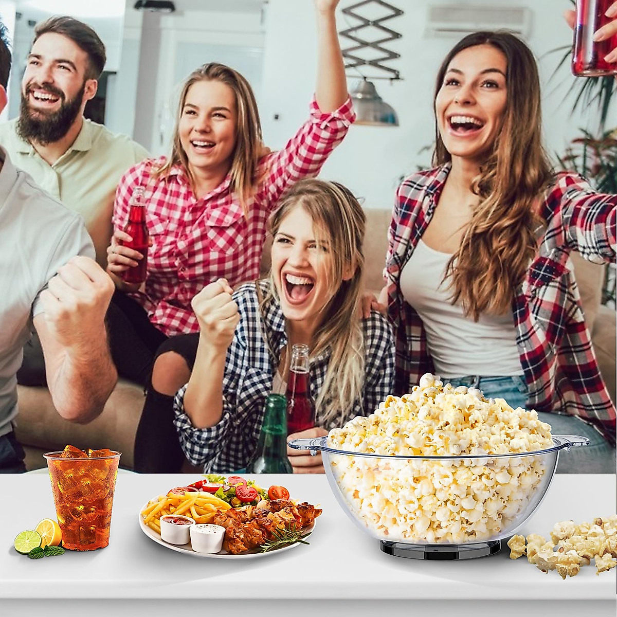 2 Black Popcorn Popper Machine, 16 Cups Electric Popcorn Maker With Nonstick Plate, Stirring Rod, Serving Bowl Lid And Two Measuring Spoons, Quick Heating, Electric Hot Oil Popcorn Popper