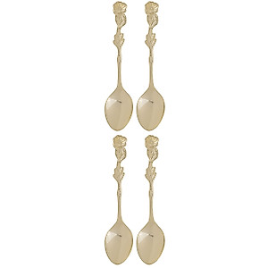 Fino Demi Spoon, Rose Design, Gold Plated Stainless Steel, Made in Japan
