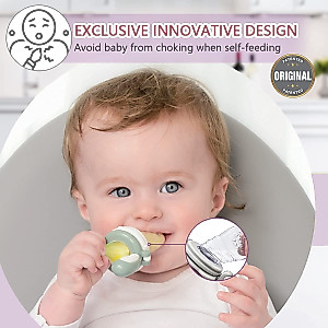 KidsMe Baby Food Feeder - Silicone Baby Fruit Feeder, Baby Feeding Supplies for Fresh Mesh Food and Fruits, BPA-Free Soothing Teething Pacifiers Teether Toys for Babies of 6-24 Months Toddlers Infants