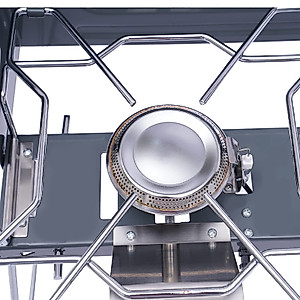 Gas Camping Stove, Portable 2 Burner Stovetop,Stainless Steel Drip Tray, Foldable Legs with Wind Panels for Patio Camping, BBQ