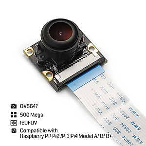 SainSmart Wide Angle Fish-Eye Camera Lenses for Raspberry Pi 3 Model B Pi 2 Model B+ Arduino, RoHS Certified