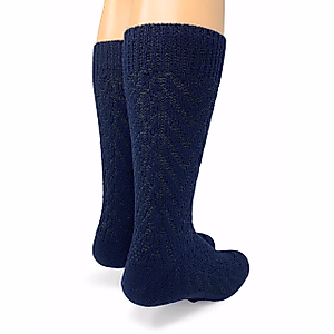 WARRIOR ALPACA SOCKS - Two-Tone Texture Socks Alpaca Wool Socks (Large, Navy/Olive)