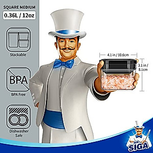 MR.SIGA 4 Pack Airtight Food Storage Container Set, BPA Free Kitchen Pantry Organization Canisters, One-handed Airtight Cereal Snack Candy Storage Containers, 360ml / 12.2oz, Small, Black