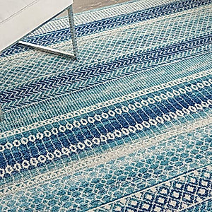 Nourison Passion Bohemian Navy Blue 8' x 10' Area -Rug, Easy -Cleaning, Non Shedding, Bed Room, Living Room, Dining Room, Kitchen (8x10)