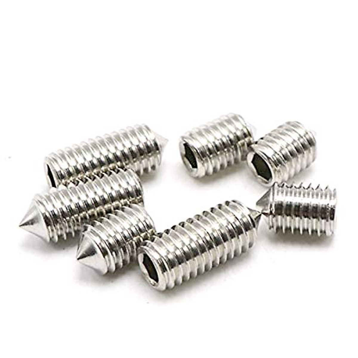 L-A 0.8mm Pitch M5x12mm 304 Stainless Steel Cone Point Hexagon Socket Grub Screws （100Pcs)