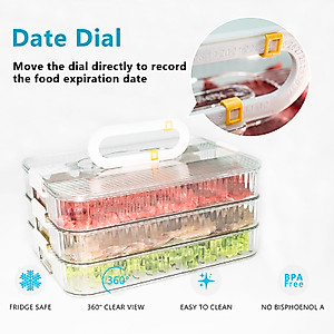 REDANT Deli Containers with Lids for Refrigerator Organizers and Storage - Airtight Deli Meat Container for Fridge - Plastic Meal Prep Containers Reusable for Lunch Meat, Ham and Bacon, 3 Layers