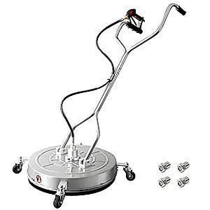 janz 24" Pressure Washer Surface Cleaner with 4 Wheels,Dual Handle,Stainless Steel Housing, 2 Hose Adapters and 4 Replacement Nozzles, Ideal for Cleaning Driveways, Sidewalks,Patios,Decks