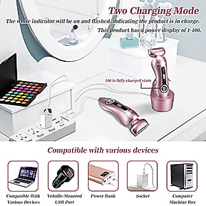 Akunbem Electric Razor for Women Legs Bikini Trimmer Shaver Underarm Public Hairs Rechargeable Womens Wet Dry Use Painless Cordless with Detachable Head (Pinkish)