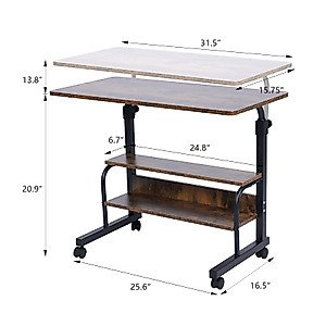 Computer-Desk Office-Desk, Small-Folding Gaming-Laptop Home-Office Desks for Small Spaces, Writing Study Desk Table with Storage for Home Bedroom, Adjustable Height 32×16×25-36 inches