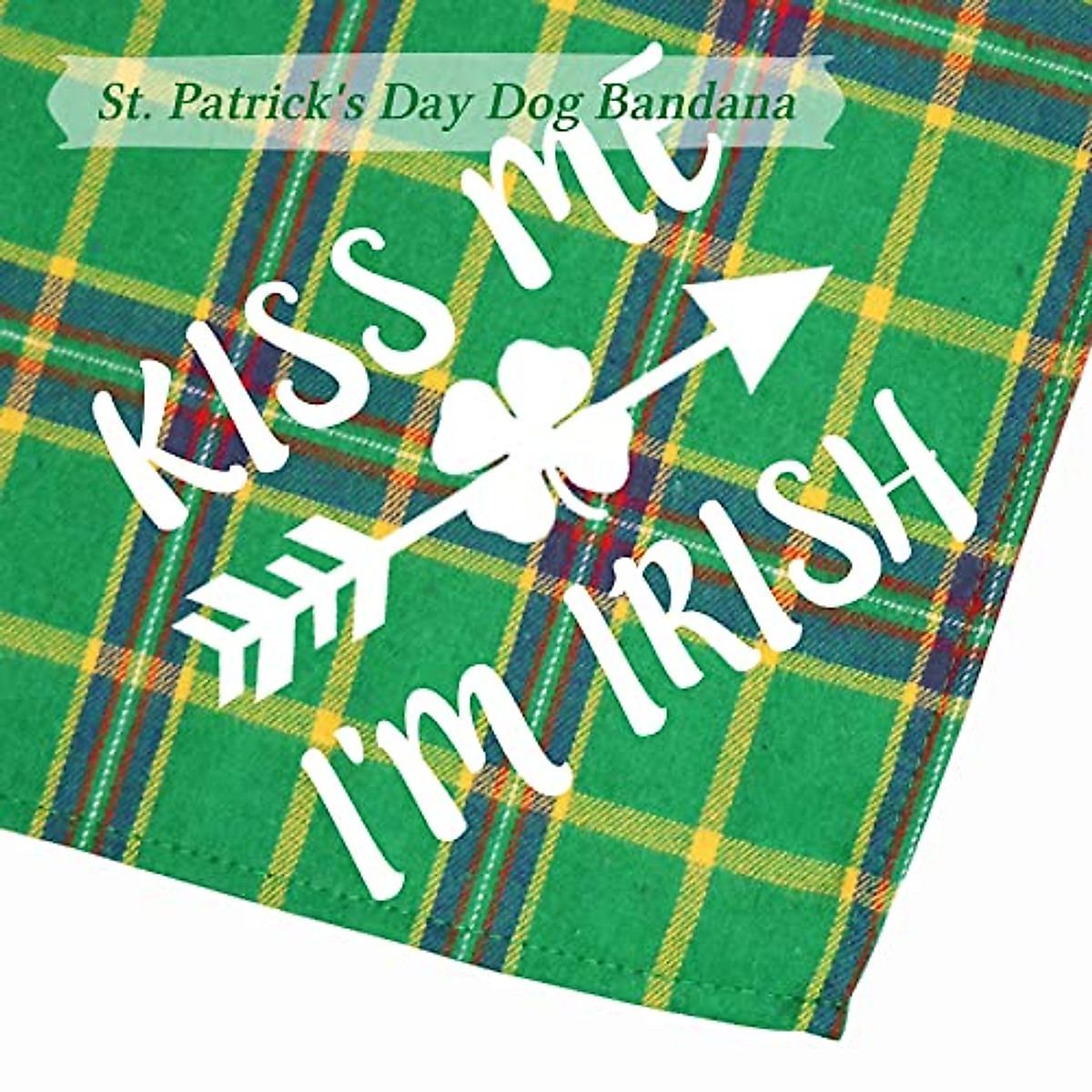 STMK 2 Pack, Plaid Bandana for Dog Puppy St. Patrick's Day Holiday Party Costumes (Lucky Charm & Kiss Me I’m Irish)