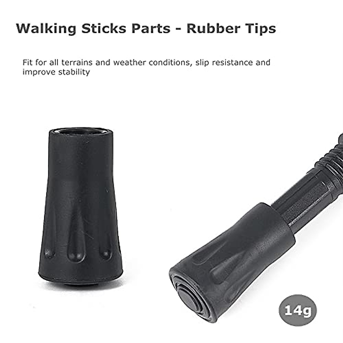 Walking Stick Tips Rubber 4 Pack Trekking Pole Tips Replacement Rubber Feet for Hiking Poles, Walking Sticks, Trekking Poles Rubber Tip for Walking Sticks Hiking Trekking Poles Rubber Feet