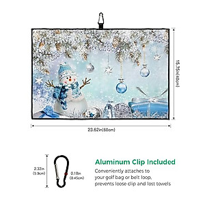 Yun Nist Golf Towel Christmas Snowman Light Ball Pine Cone,Waffle Pattern Microfiber Club Cleaner Golf Towels with Carabiner Clip for Women Men Dad,Winter Snowflake Golf Towel for Golf Bags,24x16in