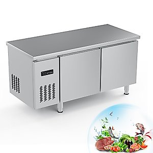 GarveeTech Commercial Refrigerator Worktop Undercounter Refrigerator, 71" Worktop Freezer, 2 Door Stainless Stee Counter Fan Cooling Refrigerator, 15 cu. ft. for Restaurant, Bar, Store