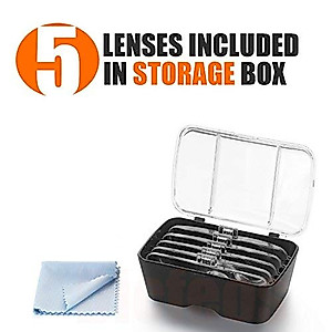 Dicfeos Magnifying Glass with Light for Close Work, Headband Lighted Magnifier with 5 Lenses for Jewelry, Arts , Crafts, Knitting, Cross Stitch, Stamp Kit, Needle Works, Crochet and DIY