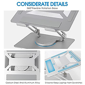 Rotatable Laptop Stand,Smvchen Newest Laptop Stand with 360°Rotating Base Ergonomic Laptop Riser for Collaborative Work Dual Rotary Shaft Fully Foldable for Easy Storage Fits for All 11-17.3" Laptops